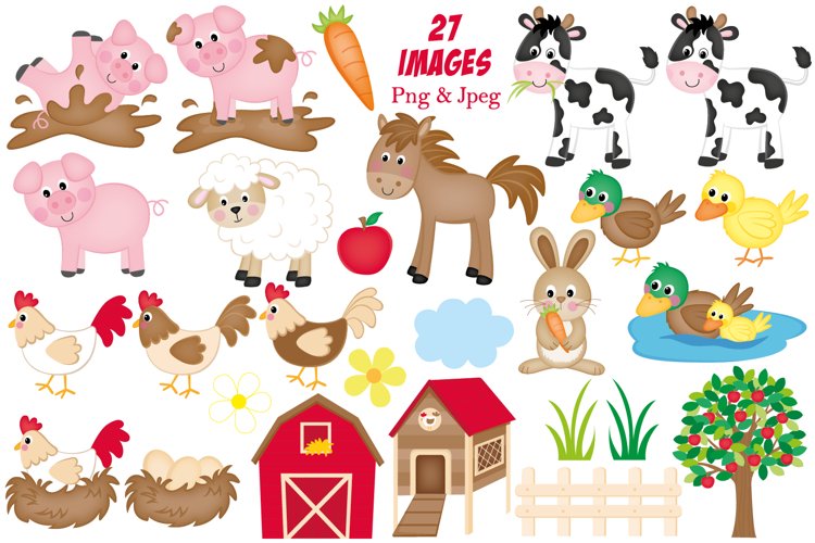 Farm clipart, Farm animals graphics & illustrations - Free Design of ...