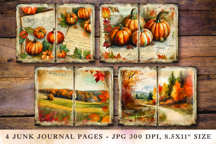 Junk Journal Pages - fall pumpkins