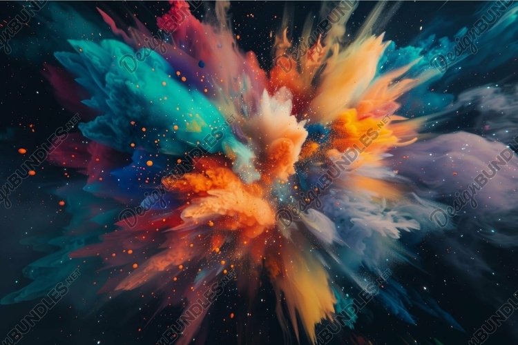 Colorful explosion of paint in water