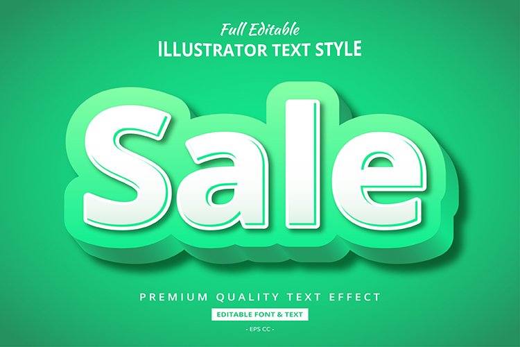 Green Elegant 3D Illustrator Text Style Effect