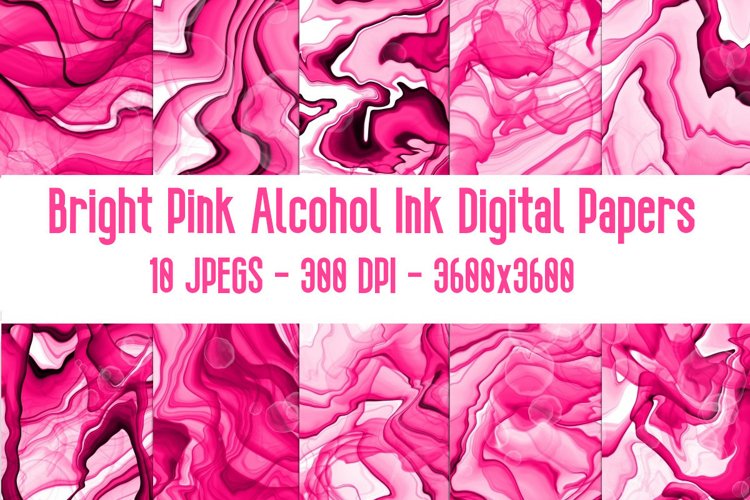 Bright Pink Alcohol Ink Digital Papers