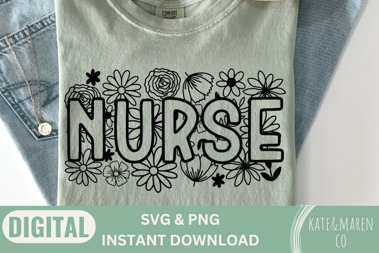 Nurse svg, floral RN svg, nurse flower svg