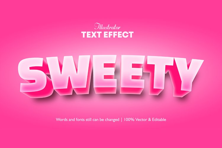 Pink Color Editable Illustrator 3d Text effect