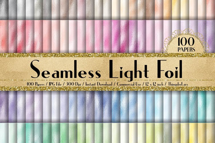 100 Seamless Light Metallic Foil Digital Papers 12 x 12 inch