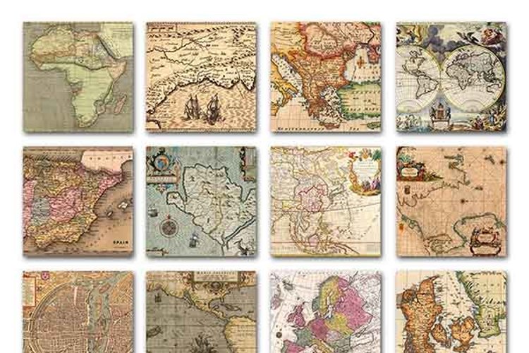 Old Maps Digital Paper - Free Design of The Week | Design Bundles