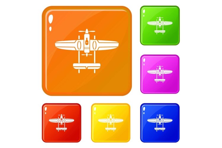 Plane icons set vector color (524933)