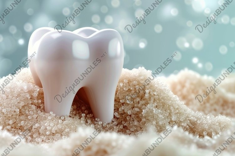 Plastic Tooth in Big Pile of Sugar Background Wallpaper