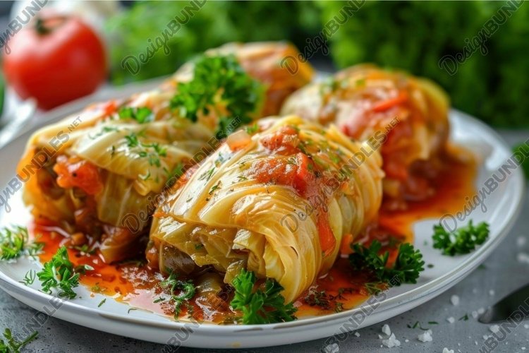 Cabbage rolls stuffed with minced meat and rice (4598782)