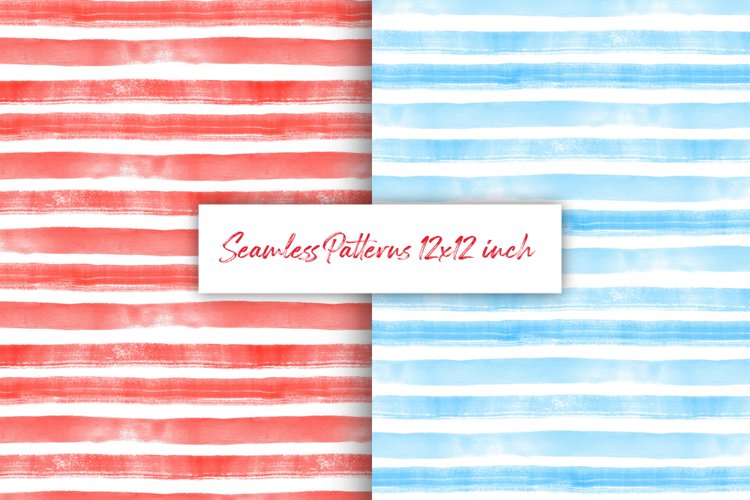 Striped digital paper. Watercolor seamless patterns