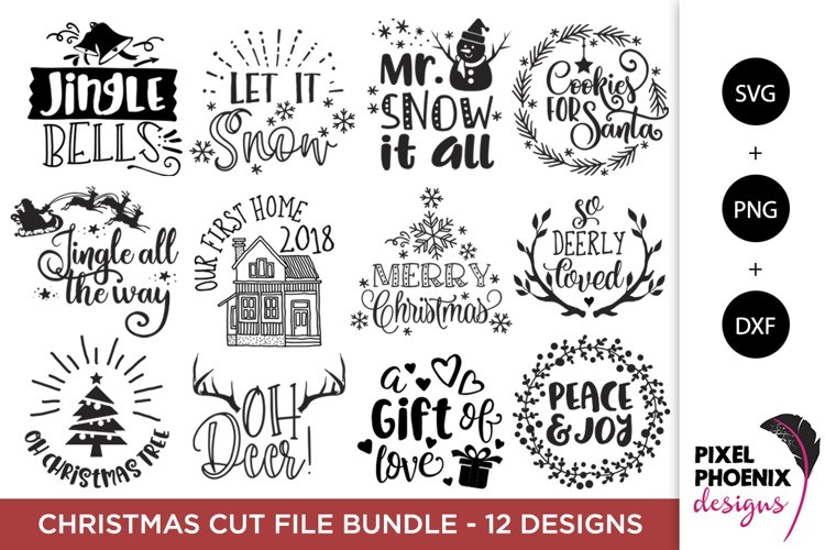 Christmas Bundle - 12 x SVG PNG DXF files - (173864)