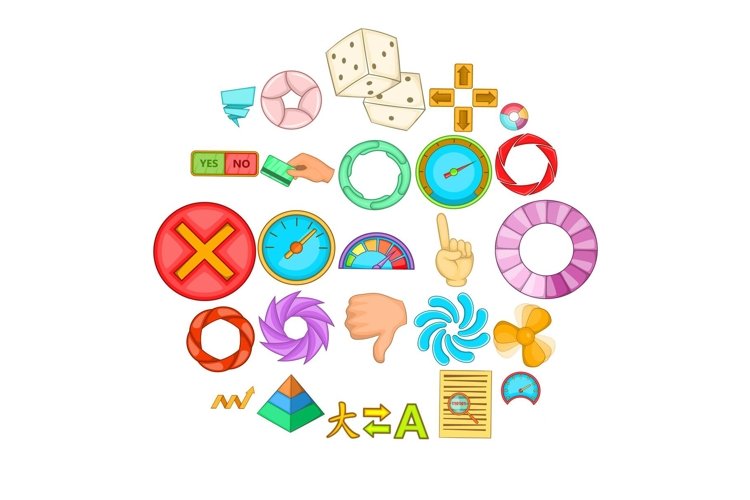 Interface design icons set, cartoon style