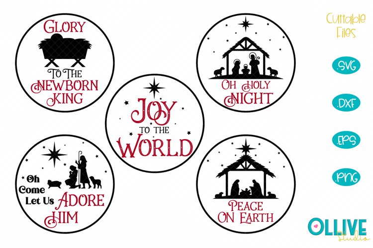 Christmas Nativity Round Ornaments Bundle SVG (808221) | Cut Files ...