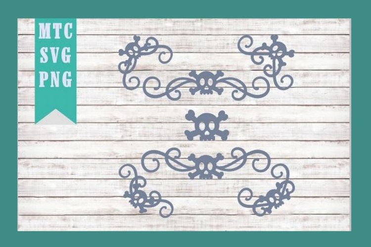 Skull Divider Border & Corners Saying SVG Cut File Bundle (198402 ...