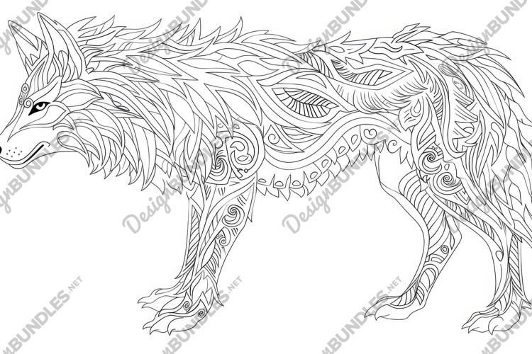 Wolf Line Drawing Background Wallpaper