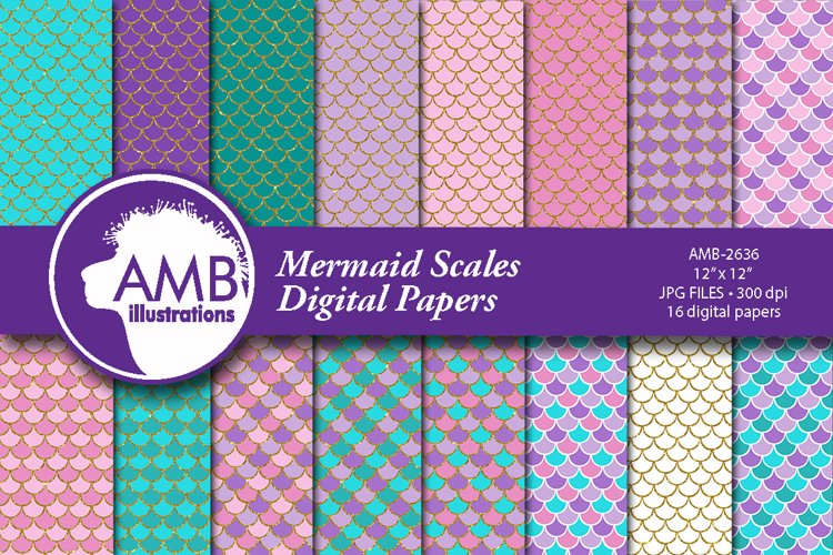 Mermaid Scales Digital papers AMB-2636