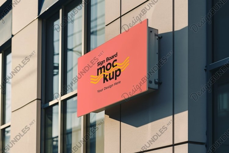 Sign Board Mockup on Building Wall (3344891)
