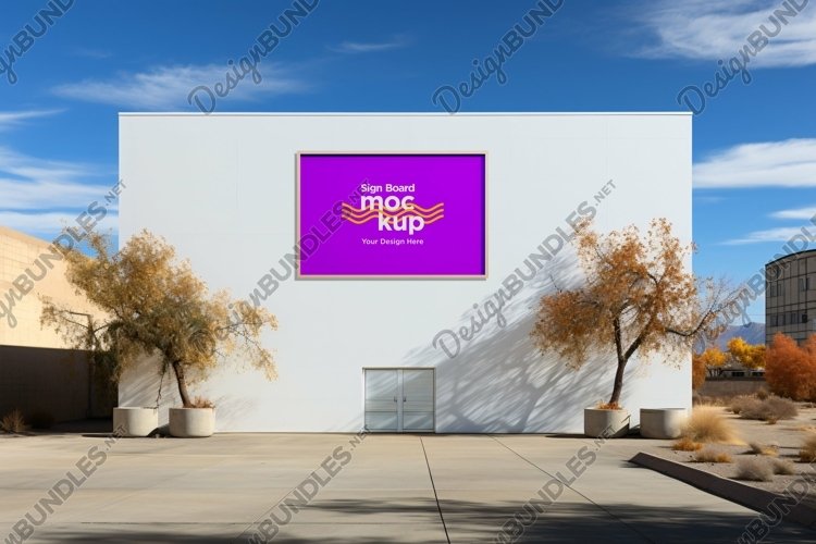 Sign Board Mockup on Wall background (3350209)
