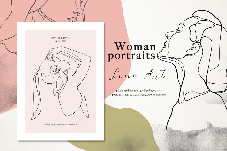 Line Art Woman Portraits (594509) | Illustrations | Design Bundles