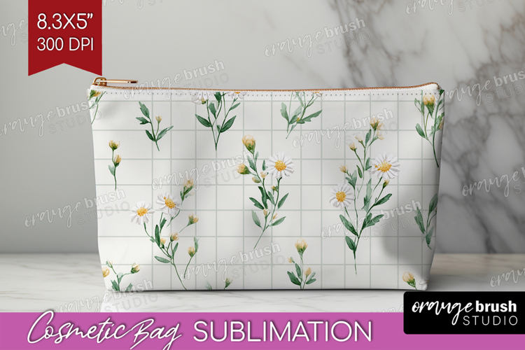 Daisy Flowers Cosmetic Bag - Summer Makeup Bag PNG (5839157)