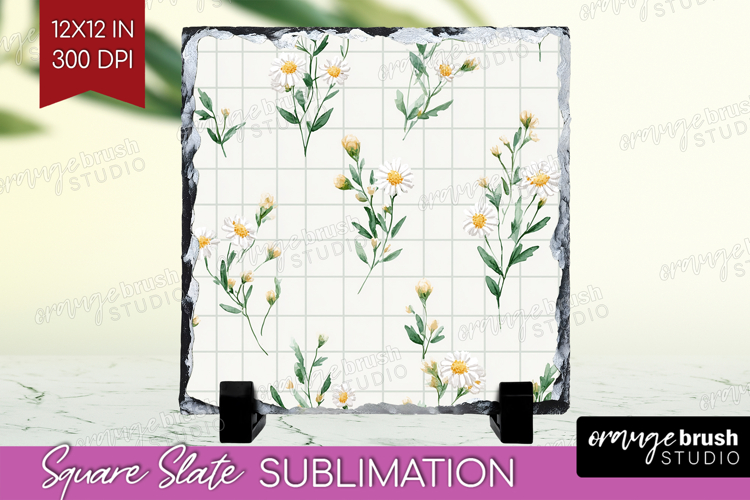 Daisy Flowers Slate PNG - Summer Square Slate (5839027)