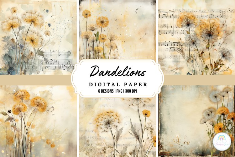 Dandelions Backgrounds I Digital Paper