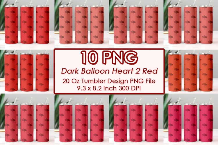 Dark Balloon Heart 2 Red Valentine Tumbler Design 10 PNG