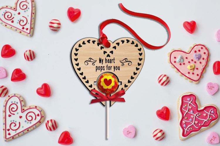 SVG Romantic Lollipop Present Valentine Day Laser Love Gift