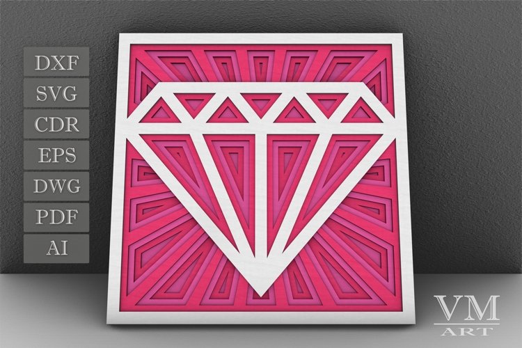 T03 - Layered Diamond SVG File, 3D Diamond Mandala DXF file
