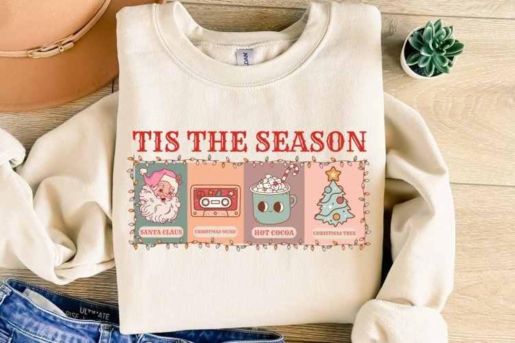 Retro Tis The Season PNG, Tarot Vintage Santa Claus Png