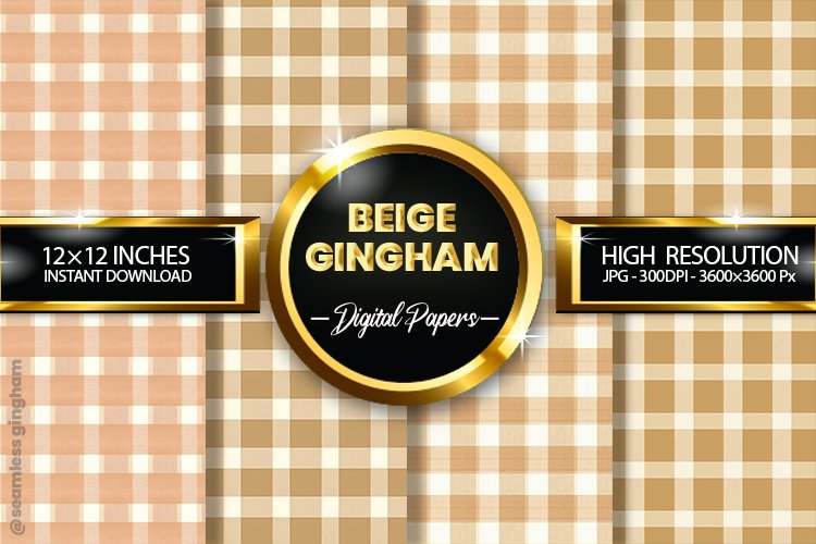 Beige Gingham Digital Papers 04 Variations (3271064)