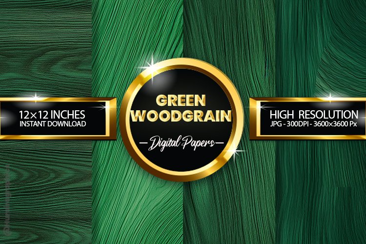 Green Woodgrain Digital Papers - 04 Variations