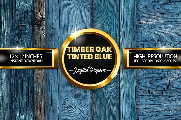 Timber Oak Tinted Blue Digital Papers - 04 Variations