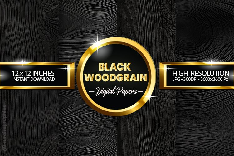 Black Woodgrain Digital Papers - 04 Variations