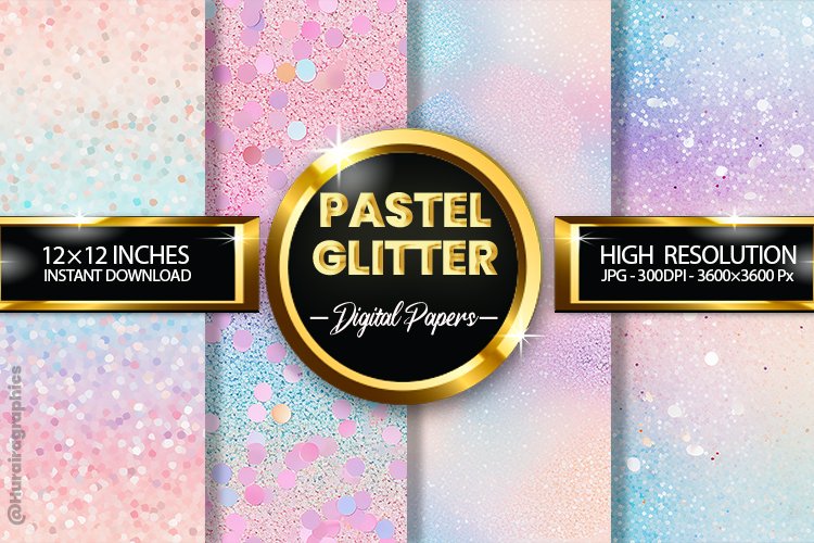 Pastel Glitter Digital Papers - 04 Variations (3304997)