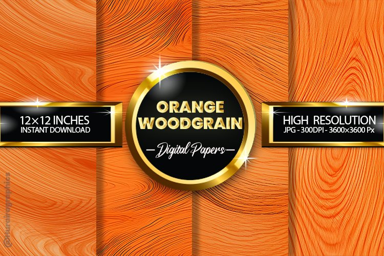 Orange Woodgrain Digital Papers - 04 Variations