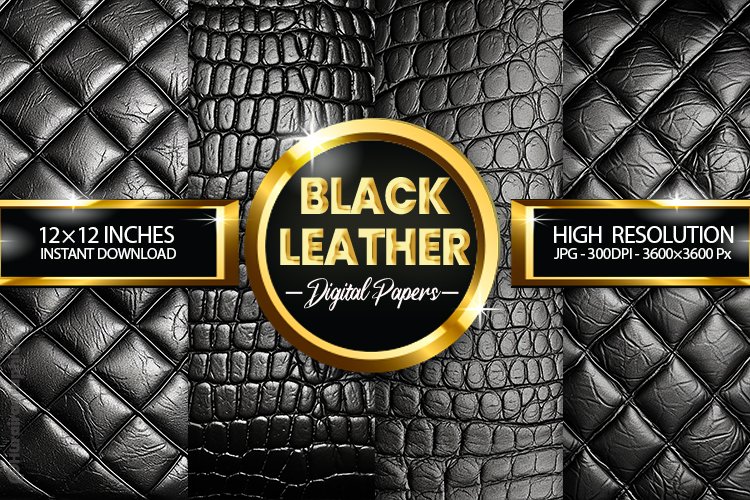 Black Leather Digital Papers - 04 Variations