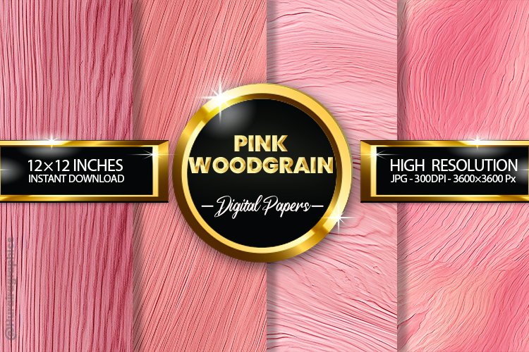 Pink Woodgrain Digital Papers - 04 Variations