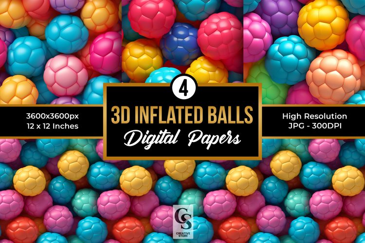Colorful 3D Inflated Balls Seamless Patterns