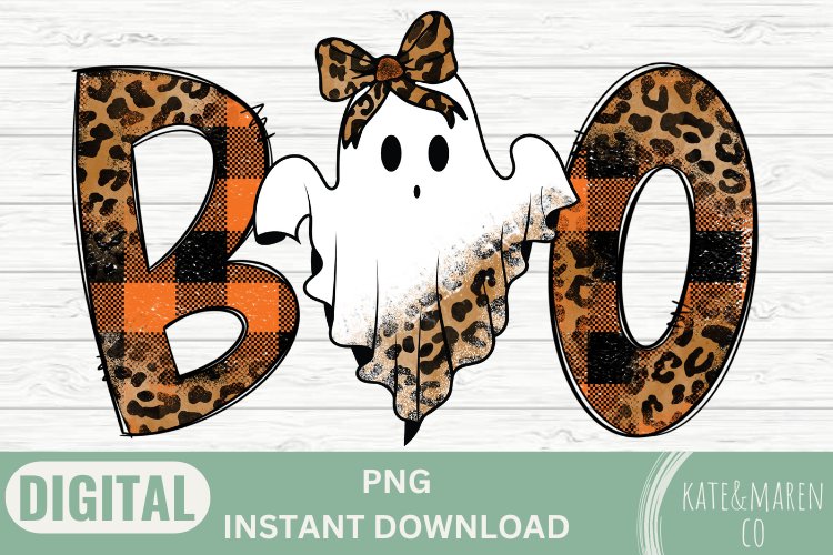 Girl Halloween PNG | Leopard Plaid Ghost PNG | Boo (2689574)