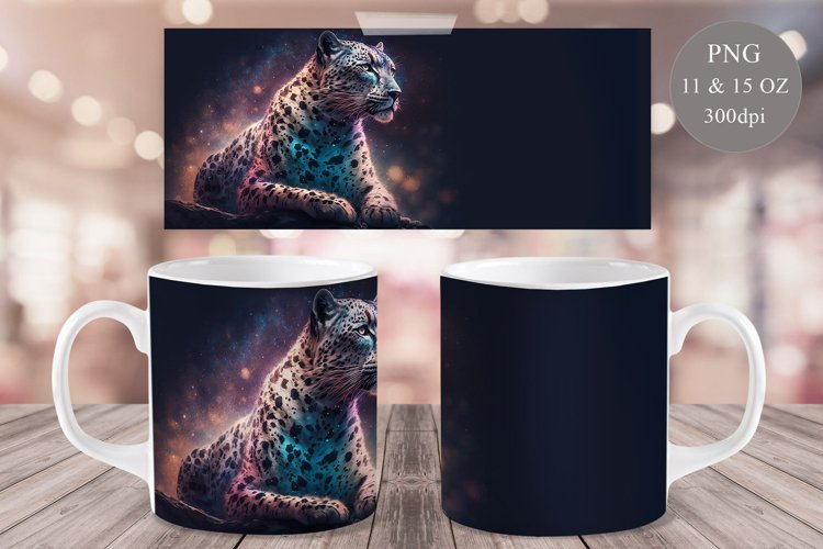 Neon Snow Leopard Mug Sublimation Wrap | Add Your Name