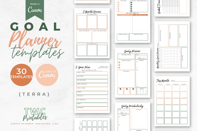 Goal planner canva templates