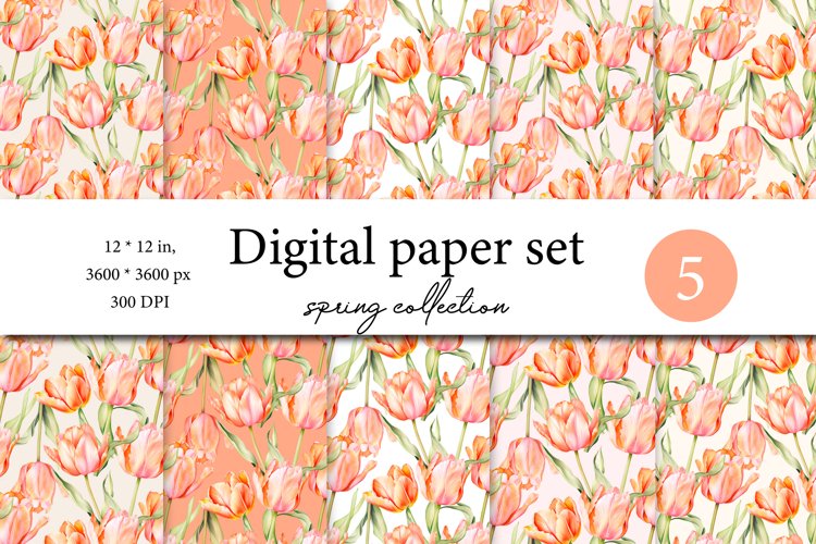 Whimsical Tulip Delight - Watercolor Digital Paper (3205201)
