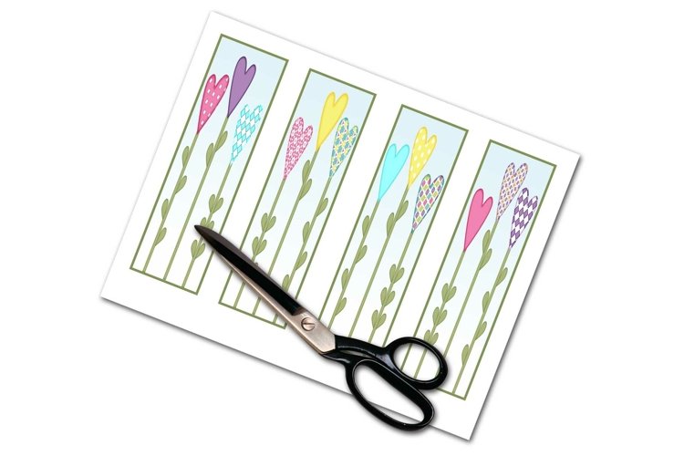 Bookmark, Printable Bookmark Set, Trio Heart Flowers 3