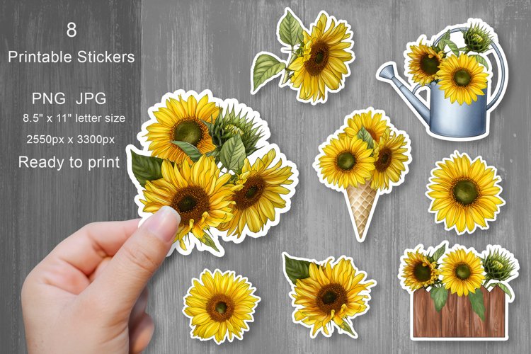 Sunflowers Stickers. Printable Floral Design Stickers. (1750592 ...