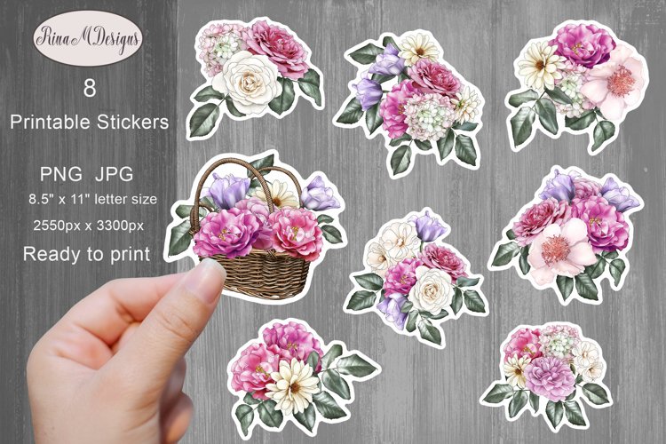 Bouquets of Flowers Stickers | Printable Floral Sticker