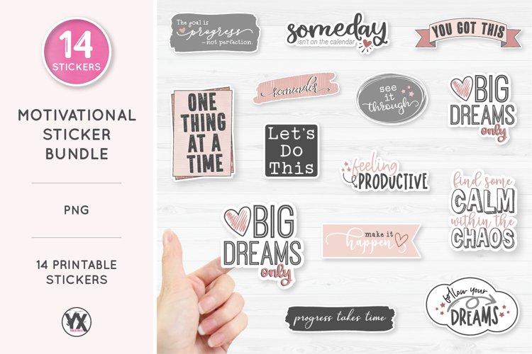 Printable PNG Stickers in Motivational Theme