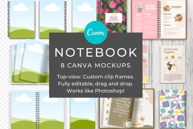 Notebook Mockup Book Mockup Canva Template Canva Mockup