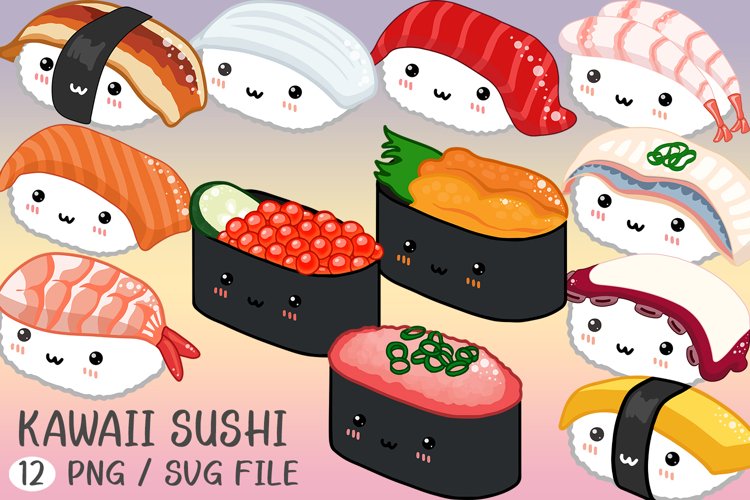 Kawaii Sushi | Japan Food | Cute | PNG | SVG | Clip Art