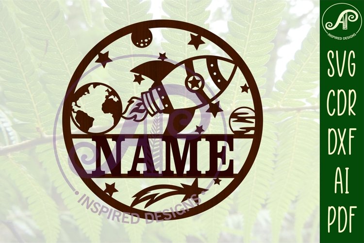 Rocket name sign svg laser cut template