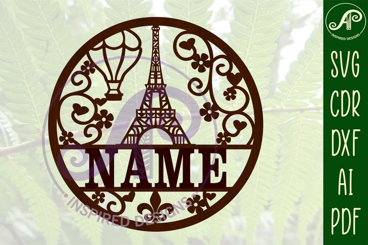 Paris name sign svg laser cut template